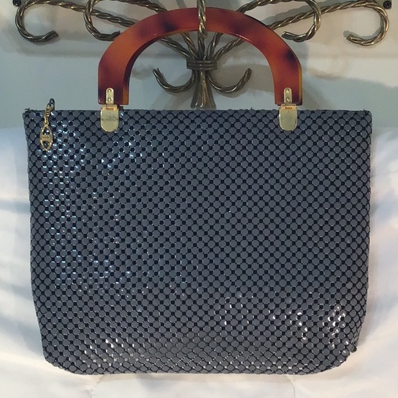Bags | Vintage Gray Metal Mesh Handbag With Tortoise Shell Handles ...